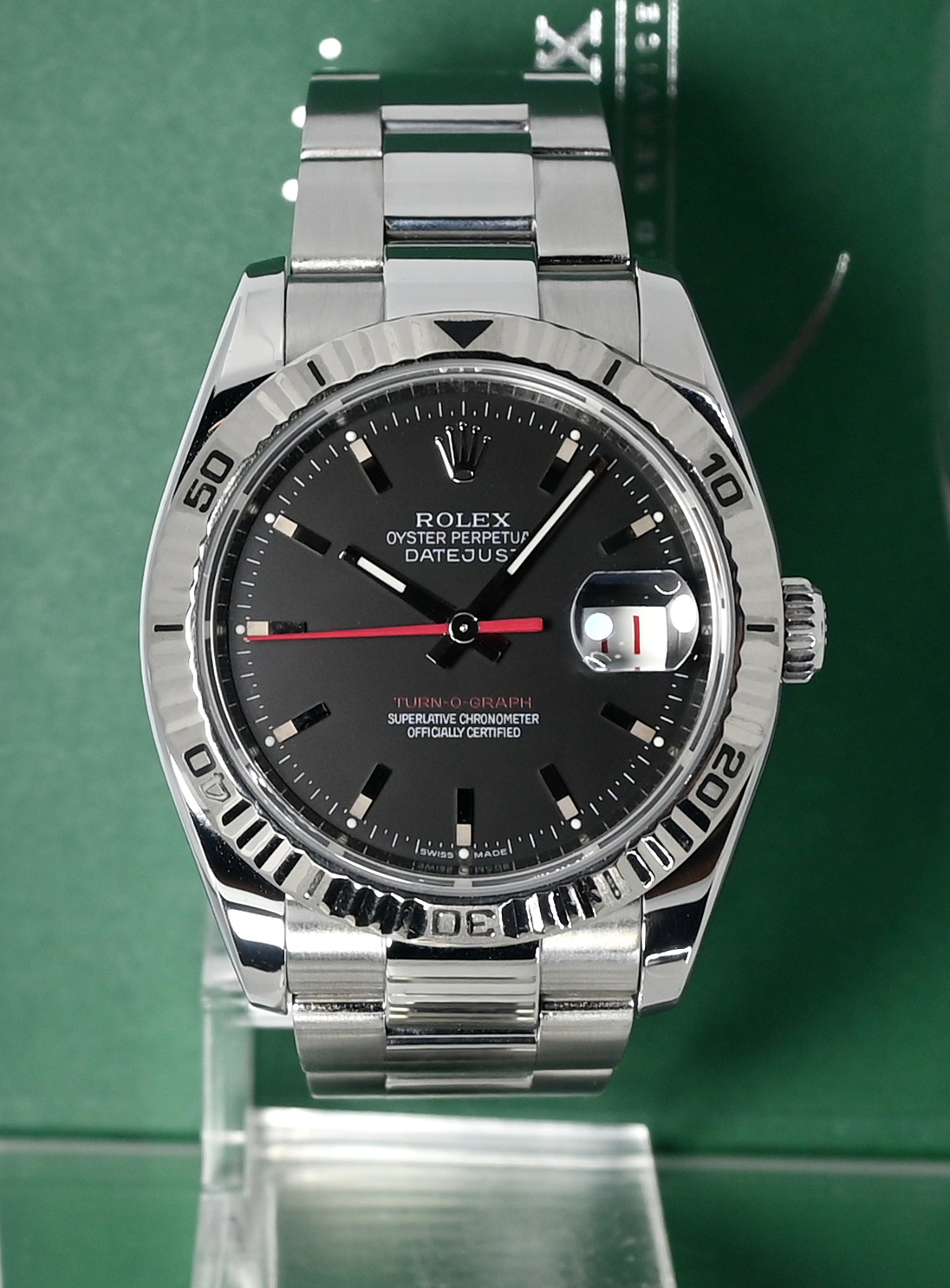Datejust 36mm Turn O Graph 116264 Black Dial White Gold Bezel Box ...
