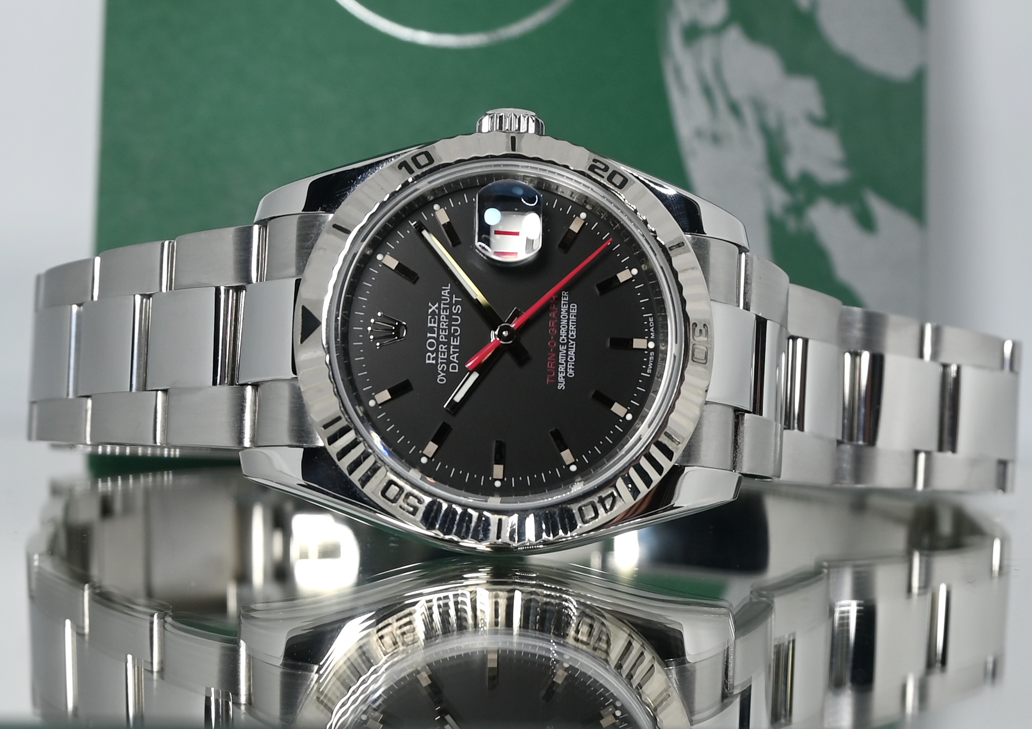 Datejust 36mm Turn O Graph 116264 Black Dial White Gold Bezel Box ...