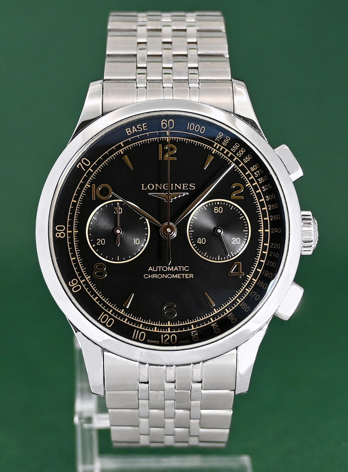 Record Automatic 40mm Chronograph Black Gilt Mat Dial Full Set - Ora24