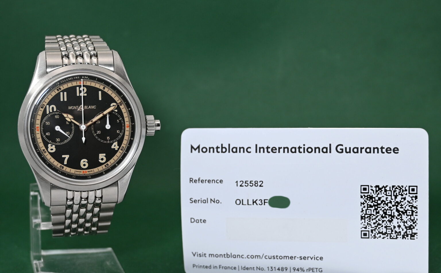 1858 Monopusher 125582 NEW Automatic Chronograph 42mm Black Dial Full ...